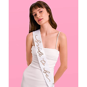 xo, Fetti Bride to Be Sash | Bachelorette Party Decorations White + Rose Gold, Bridal Shower Gift, Bridesmaid Favors