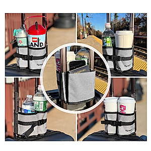Perilogics Luggage Travel Cup Holder Attachment for Suitcase Drink, Coffee Mug, Bottle Caddy. Traveler Carry on Hands Free Accessory. Ideal for Frequent Travelers or Flight Attendants Gift.