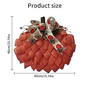 40 cm Pumpkin Wreath for Front Door,Fall Burlap Wreaths Decor with Bows and Berries,Autumn Cute Pumpkin Garland Suitable for Fall Halloween Christmas Thanksgiving Wall Home Decoration