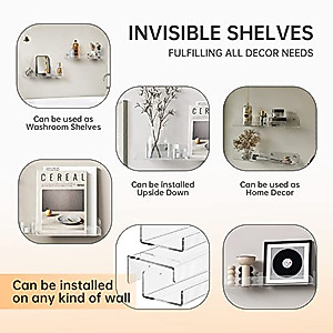 MEISHIDA Acrylic Floating Shelves, Set of 4, 15" Funko Pop Shelves Wall Mounted, Acrylic Shelves for Bathroom, Living Room, Kitchen