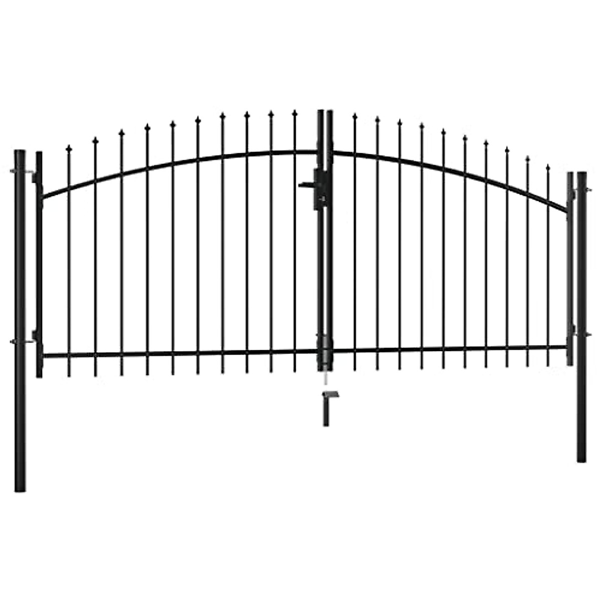 GOLINPEILO Double Door Fence Gate with Spear Top, Garden Fence Gate Double Door Metal Steel Outdoor Fencing for Yard Driveway, 118.1"x59.1"-B
