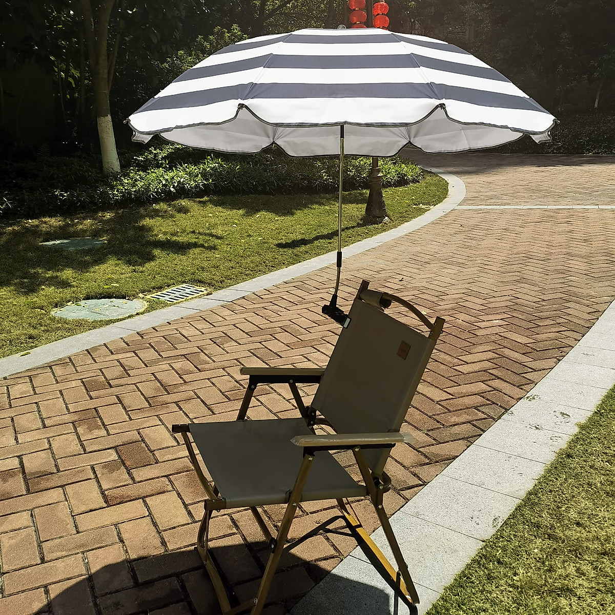 STARRY CITY Chair Umbrella with Universal Adjustable Clamp,46 inch Sun Shade,Clip on Parasol for Patio Chair Beach Chair Wheelchairs Golf Carts (L-Blue)