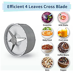 La Reveuse Personal Size Blender 250 Watts Power for Shakes Smoothies Seasonings Sauces with 1 Piece 15 oz Cup,1 Piece 10 oz Mug,BPA Free (Pearl Blue)