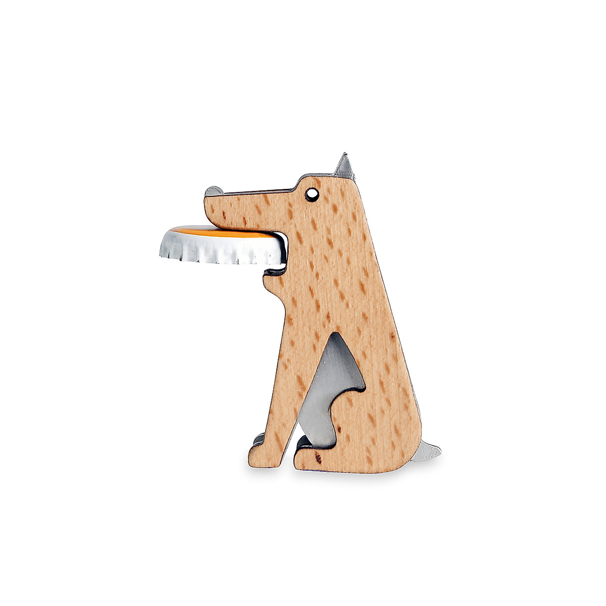 Kikkerland Fetch! Stainless Steel Dog Novelty Bottle Opener, Fun Kitchen Home Bar Accessory Gift