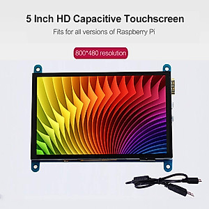 Aibesy 5 Inch HD Capacitive Touchscreen Display 800480 Resolution Small Portable Monitor with USB HD Interface Compatible with Raspberry Pi Educational Tool