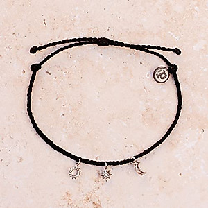 Pura Vida Bracelet Silver Celestial Charm Bracelet - Adjustable Bracelet with Waterproof Band, String Bracelet for Women - Stackable Bracelets for Teen Girls, Handmade Bracelets for Teens - White