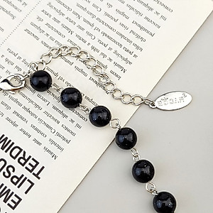 Bocar 5 Flower Braided Crystal Statement Chunky Necklace Bib Collar Pearl Jewelry for Women (NK-10127-black)