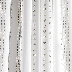 Lush Decor Hygge Stripe Window Curtain Panel Pair, 84 in x 52 in (Long x Wide), Taupe & White