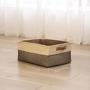 Large Storage Baskets for Organizing Shelves, Fabric Foldable Storage Bins Cubes with Handles Decorative Baskets Nursery Toy Closet Clothes Towel (Grey&Brown 15.7"x11.8"x7.8" - 3 Pack)