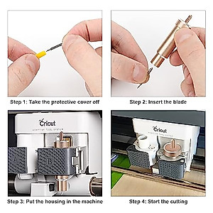 Premium Deep Cut Housing and Blades, karmiero Fine Point Cut Housing + 5Pcs Deep Point Blades, Cutting Thick Materials for Cricut Maker and Explore Air Machines, Suitable for Personalized Crafts.