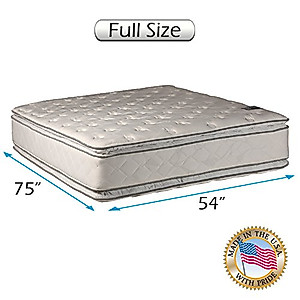 Dream Solutions USA Brand Double-Sided PillowTop Gentle Plush Mattress Only with Mattress Cover Protector Included - Fully Assembled, Orthopedic, Long Lasting Comfort (Full 54"x75"x12")