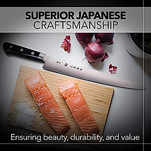 JCK ORIGINAL Kagayaki CarboNext Japanese Chef’s Knife, KC-8ES Professional Sujihiki Knife, High Carbon Tool Steel Pro Kitchen Knife with Ergonomic Pakka Wood Handle, 9.4 inch