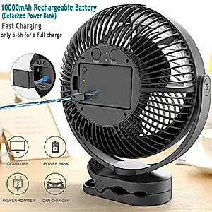 ALAGOON 10000mAh Misting Fan portable with Clip, 8-Inch Rechargeable Portable fan with mist with 200ml Water Tank, Long Lasting for 48 Hours