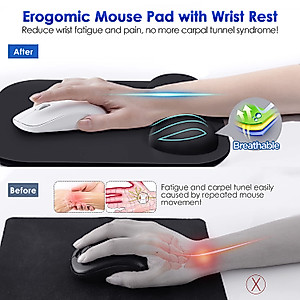 Gimars Large Smooth Superfine Fibre Memory Foam Ergonomic Mouse Pad Wrist Rest Support - Mousepad with Nonslip Base for Laptop, Computer, Gaming & Office