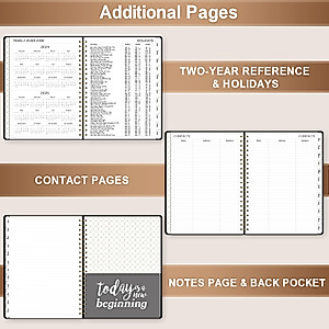 Planner 2024 - Planner/Calendar 2024, Jan.2024 - Dec.2024, 2024 Planner Weekly & Monthly with Tabs, 6.3" x 8.4", Hardcover + Back Pocket + Twin-Wire Binding, Daily Organizer - Mystic Black