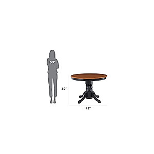 Home Styles Black Oak 42-inch Round Pedestal Dining Table with Hardwood Solids Construction, a Oak Top, and Cabriole Legs