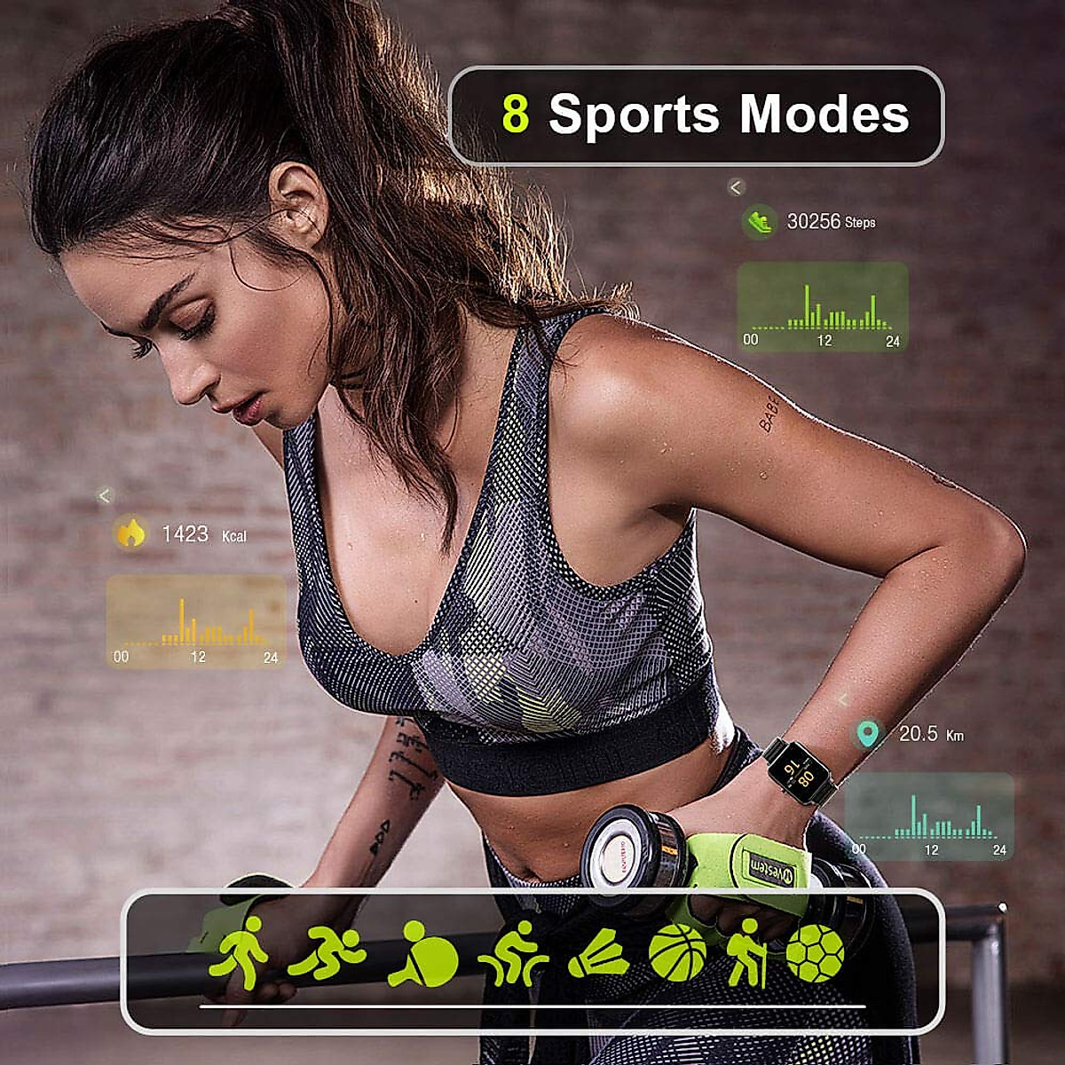 Tinwoo Smart Watch for Women Men, All-Day Activity Tracker Bluetooth Fitness Pedometer,Smart Watches for iOS, Android Phone, with Heart Rate Monitor (TPU Band Black)