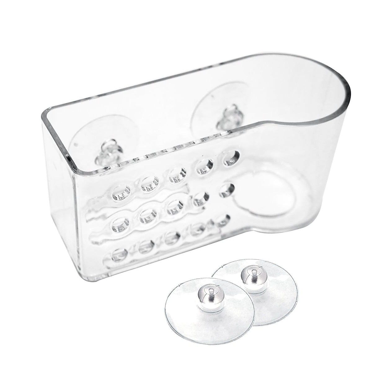 AMUONTY Sponge Holder for Kitchen Sink Suction,Plastic Sink Brush Sponge Caddy Sink Organizer-(5.7" x 2.4" x 3.1"),Clear