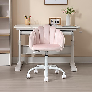 HEAH-YO Swivel Kids Chair Set of 1, Adjustable Kids Desk Chair with Armrest and Back, Cute Kids Task Chair with Wheels for Boys and Girls, Pink