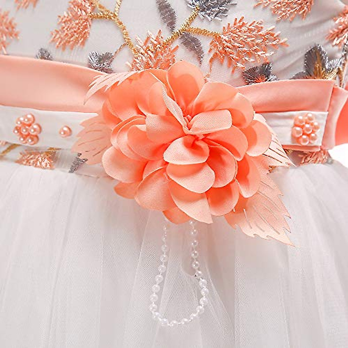 12 18 24 Months Formal Pageant Princess Easter Dresses for Girls Embroidery Sleeveless 2T Little Girl Elegant Spring Prom Lace Dresses 24M Orange