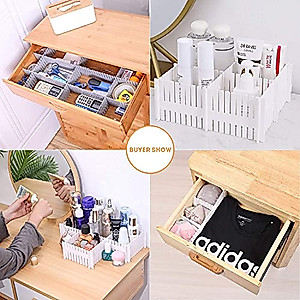 Bofoho Drawer Divider Adjustable Diy Storage Organizer Separator for Tidying Clutter Cutlery Makeup Clothes of Dresses, Desk & Box in Kitchen Bathroom Bedroom Office (Cut at Will) (White 16pcs)