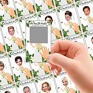Bridal Shower Games - Who Has The Groom Scratch Off Celebrity Cards - Elegant Greenery Floral Bachelorette Party Game Favor Decor- Wedding/Engagement Party Ideas Activities - 36 Mini Size Cards(04)