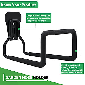 Garden Hose Holder - Hose Hanger Wall Mount, Heavy Duty Water Hose Holder for Outdoor/Indoor Use in Yard, Metal Durable Hose Hooks, Ideal for Water Hose Storage