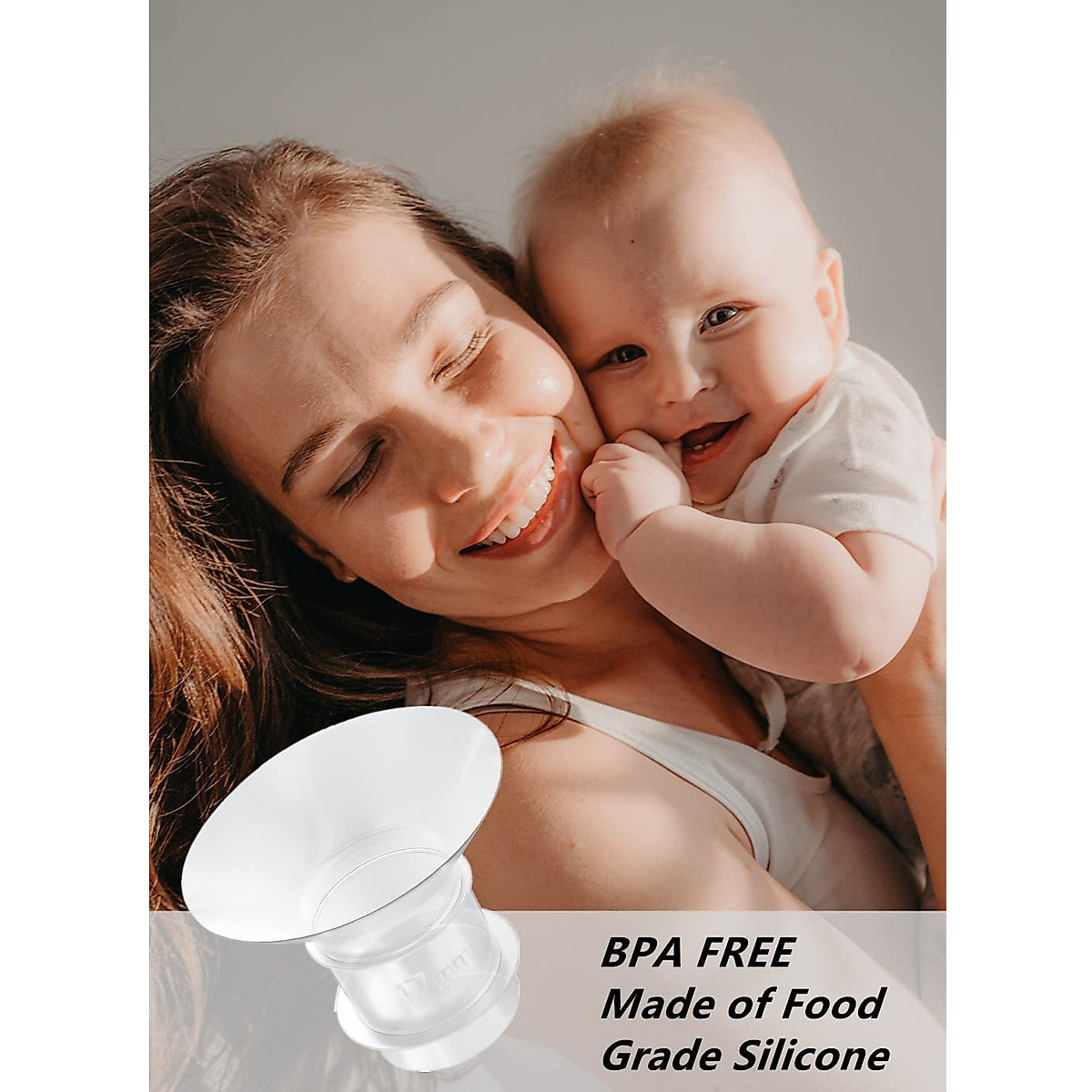 2PCS Flange Insert 17mm Compatible with Medela/Spectra/Willow/TSRETE/Momcozy S9/S12/S9Pro/S12Pro Breastpump 24mm Shields, Reduce 24mm Nipple Tunnel Down to Correct Size, Pump Parts Replace