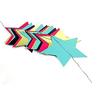 HappyField TIK Tok Birthday Decorations Star Garlands Glitter Gold Black Fuchsia Teal Star Banner for TIK Tok Party Decorations TIK Tok Musical Birthday Party Decor Music Party Supplies TIK Tok Decor