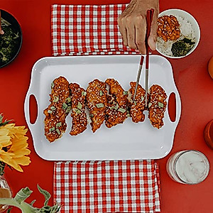 Large Melamine Serving Trays for Eating, 17.5’’ x 12’’ Serving Platter for Appetizer, Charcuterie, Food, Snack, Cupcakes, Dessert, BPA-Free, Dishwasher Safe Tray, Set of 2, White