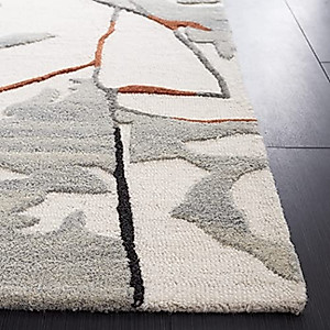 Safavieh Metro Collection 4' x 6' Ivory/Grey MET884F Handmade Modern Contemporary Textured Wool Area Rug