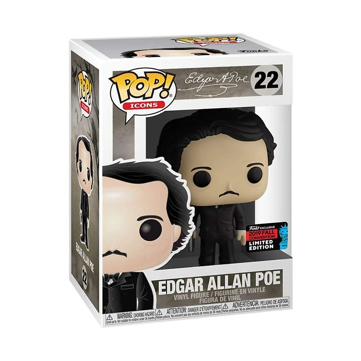 Funko Pop! Icons Edgar Allan Poe with Book 2019 NYCC Shared Sticker Exclusive