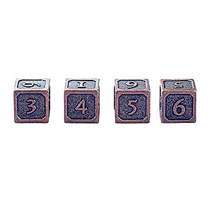HEIMDALLR Metal Dice Set D&D 4D6s - 4pc Metal Dice Set w/Velvet Dice Bag - D&D Dice Set D&D (Dungeons and Dragons Dice Set) for RPG - Blacksmith Craft Dice (Weathered Bronze)