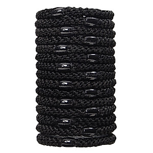 L. Erickson Grab & Go Pony Hair Ties - Black - 15 Pack Grab and Go Ponytail Holders - Black Hair Ties No Damage - Hair Bands Hair Accessories for Women