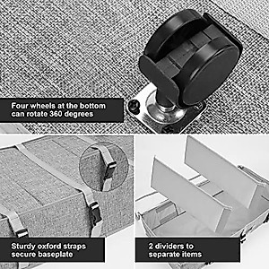 Fixwal Under Bed Storage with Wheels Under Bed Storage Containers for Clothes Blankets Shoes Bedding, Oxford Foldable Bedroom Storage Organizer with Handles, Grey