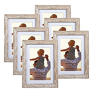 Lavezee 16 Inch Rustic Floating Shelves for Wall Set of 3 and 4x6 Distressed Rustic Picture Frames Set of 6