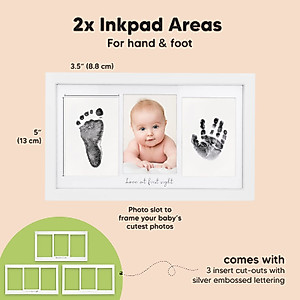 KeaBabies Inkless Baby Hand And Footprint Kit Frame and Baby Hand and Footprint Kit - Personalized Baby Picture Frame for Newborn - Baby Footprint Kit