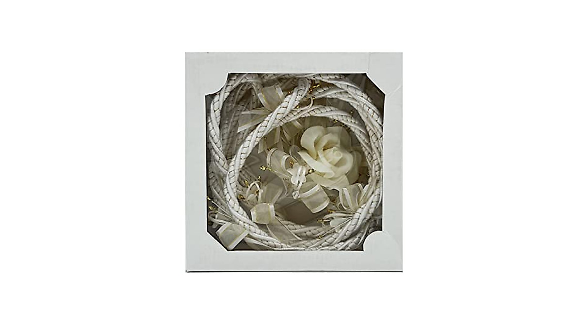 Elegant Ivory and Gold Wedding Lasso for Traditional Hispanic Ceremonies