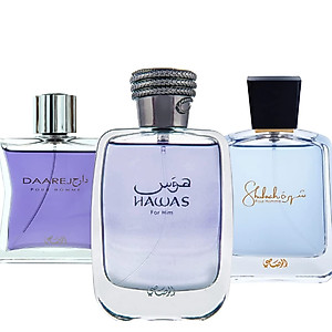 RASASI Hawas Men, Daarej for Men EDP 100ML (3.4 oZ) & Shuhrah For Men EDP 90ML (xtra value premium)