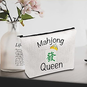JXGZSO Mahjong Queen Makeup Bag Game Tiles Travel Storage Mahjong Board Game Zipper Purse Gift for Mahjong Lover