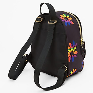 Claire's Small Backpack Purse - Cute Backpack for Little Girls, Teens, and Women Rainbow Daisy Quilted Small Backpack