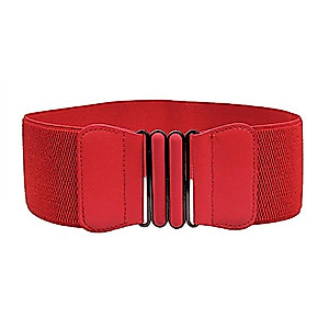 VOCHIC Wide Elastic Plus Size Belt for Women Cinch Waist Belt Stretch Waistband, Red, XL(33"- 42")