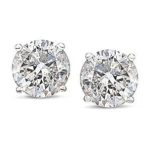 Amazon Essentials Certified 14k White Gold Diamond with Screw Back and Post Stud Earrings (0.5 cttw, J-K Color, I1-I2 Clarity) (previously Amazon Collection)