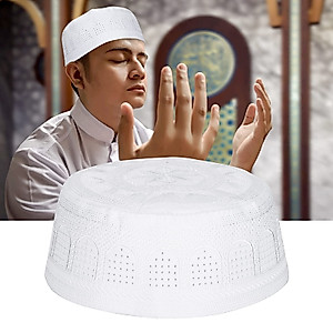 Shanrya Muslim Prayer Hat, Muslim Hat Saudi Arabia Headwear for Daily Wear for Prayer for Men for Women