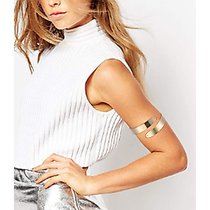 FUNRUN JEWELRY Arm Cuff Upper Arm Band for Women Gold Arm Cuff Bangle Bracelets Adjustable Coil Swirl Armlet ArmBand Jewelry,3-4Pcs