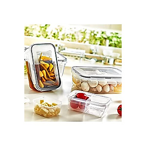 Plastart Food Storage Containers Set Airtight Plastic Container for Pantry&Kitchen Organization Refrigerator Fresh-Keeping Lunch Box Leak Proof Lids Made İn TURKEY, 3 PC (0,7-1,3-2,4LT) (LC-350)