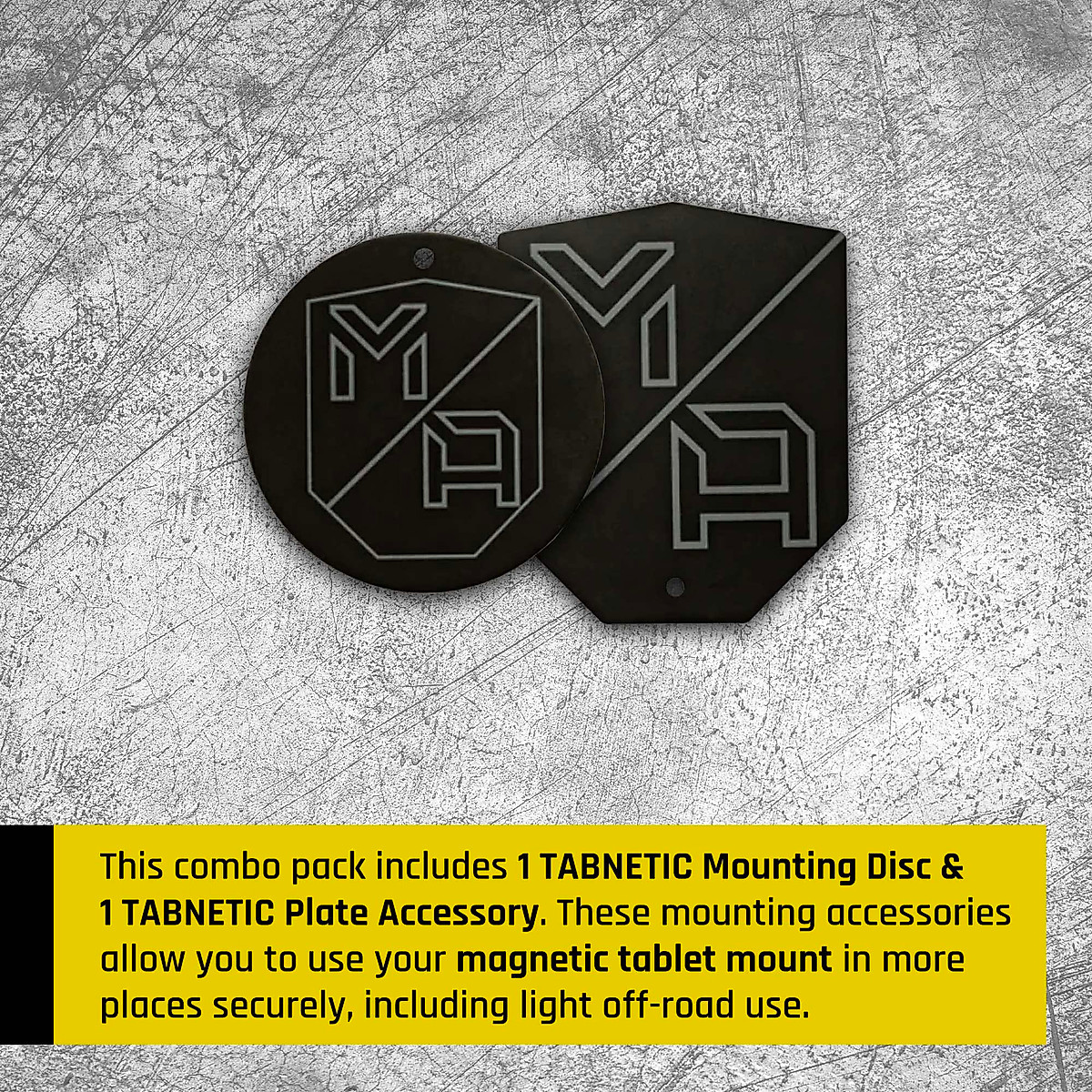 Mob Armor TabNetic Combo Pack - Magnetic Tablet Mounting Solution with Heavy Duty Metal Plate, Adjustable Mounting Disc and Strong 3M VHB Non-Marking Adhesive Magnet Stickers for Car Tablet Mount