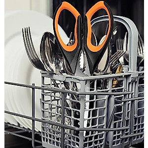 Astercook Heavy Duty Kitchen Shears with Serrated Blade, Ergonomic Handle - For Poultry, Herbs, Vegetables