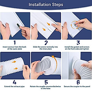BROSYDA Portable Air Conditioner Window Vent Kit, Upgraded Seamless Portable AC Vent Kit with 5.9" Diameter of Exhaust Hose & Universal Coupler, Adjustable Window Seal Kit for Sliding Window