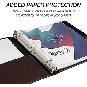 Samsill Vintage Hardback 3 Ring Leather Binder, Professional Binder Organizer, Planner Binder, 1 Inch 3 Ring Binder, Letter Size 8.5 x 11, No Zipper, Faux Brown Leather